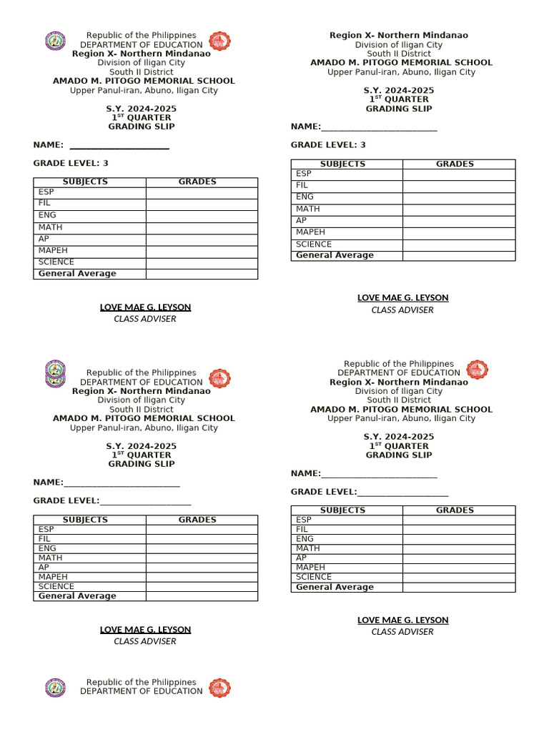 Grade1 Honest Grading Slip Final | PDF | Public Administration | Social Institutions