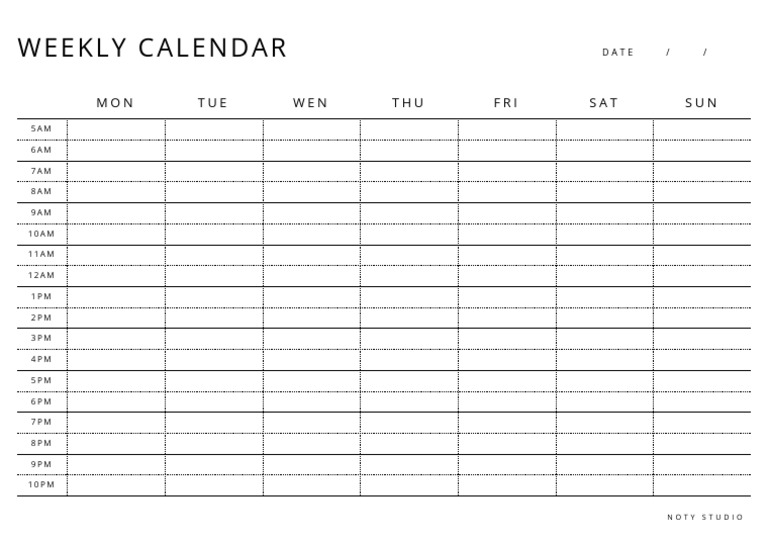 Printable Weekly Calendar - A4 Mon Start | PDF