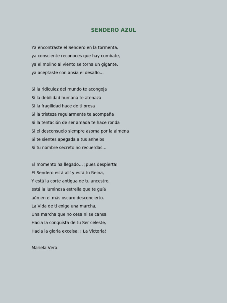 Sendero Azul (Poema M.vera) | PDF