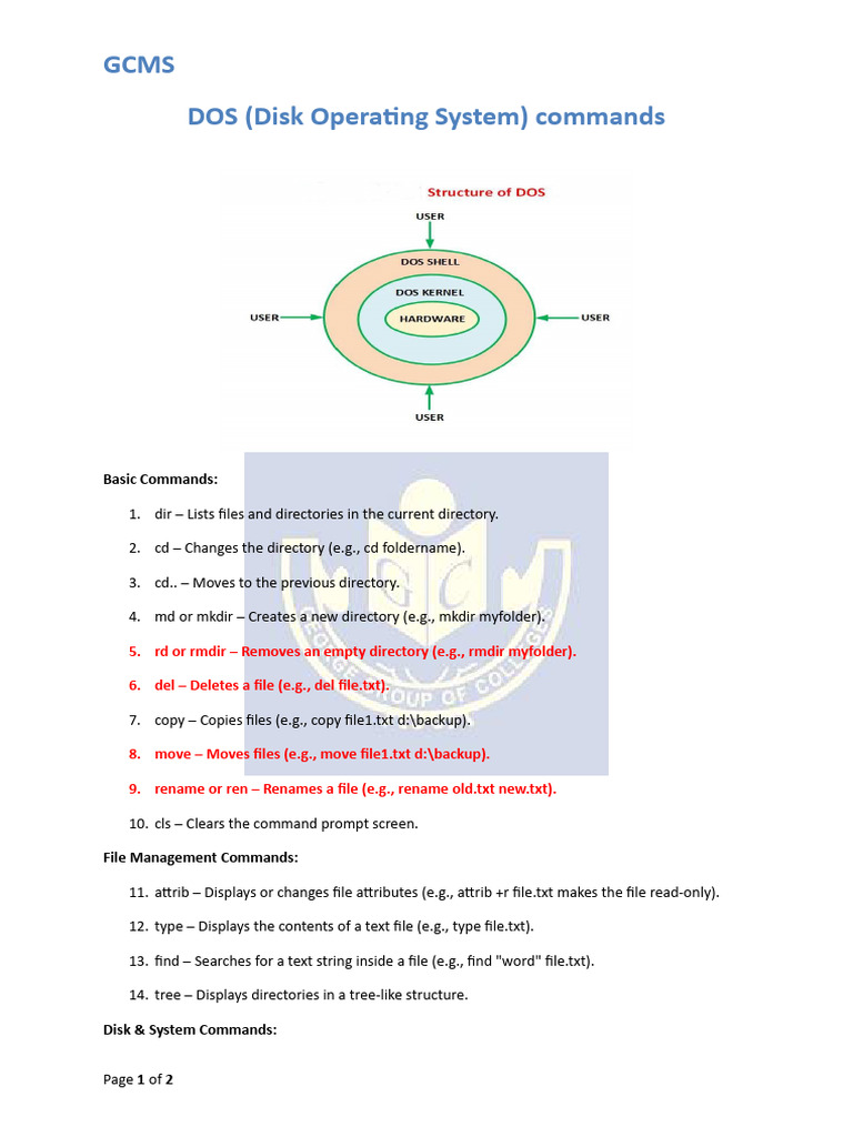 Annexure-I-DOS Command | PDF Annexure-I-DOS Command | PDF
