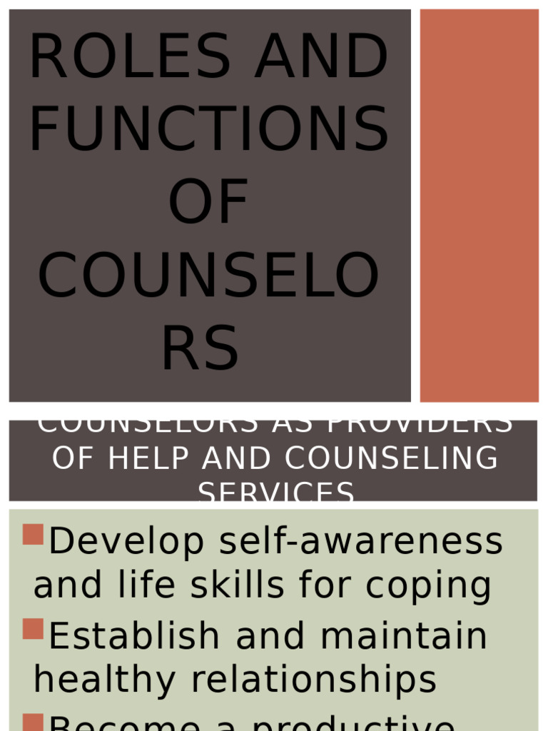 Roles of Counselors in Community Support | PDF