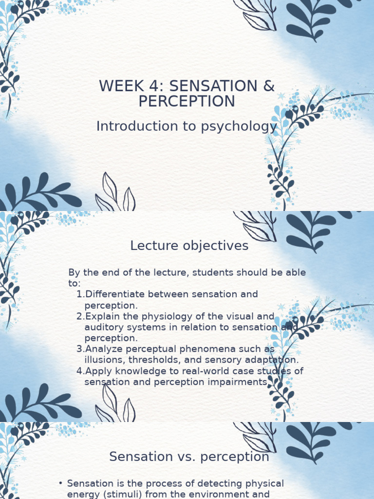 Week 4 UoK lecture Psychology public health course | PDF | Perception | Senses