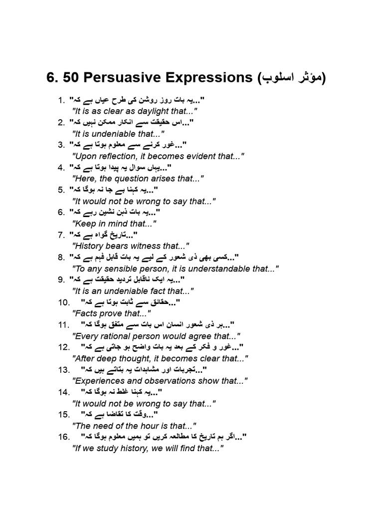 Persuasive Expressions (مؤثر اسلوب) | PDF