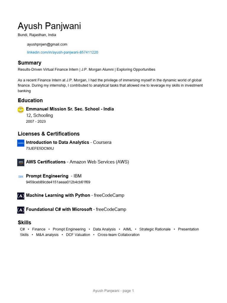 Resume-Ayush-Panjwani | PDF