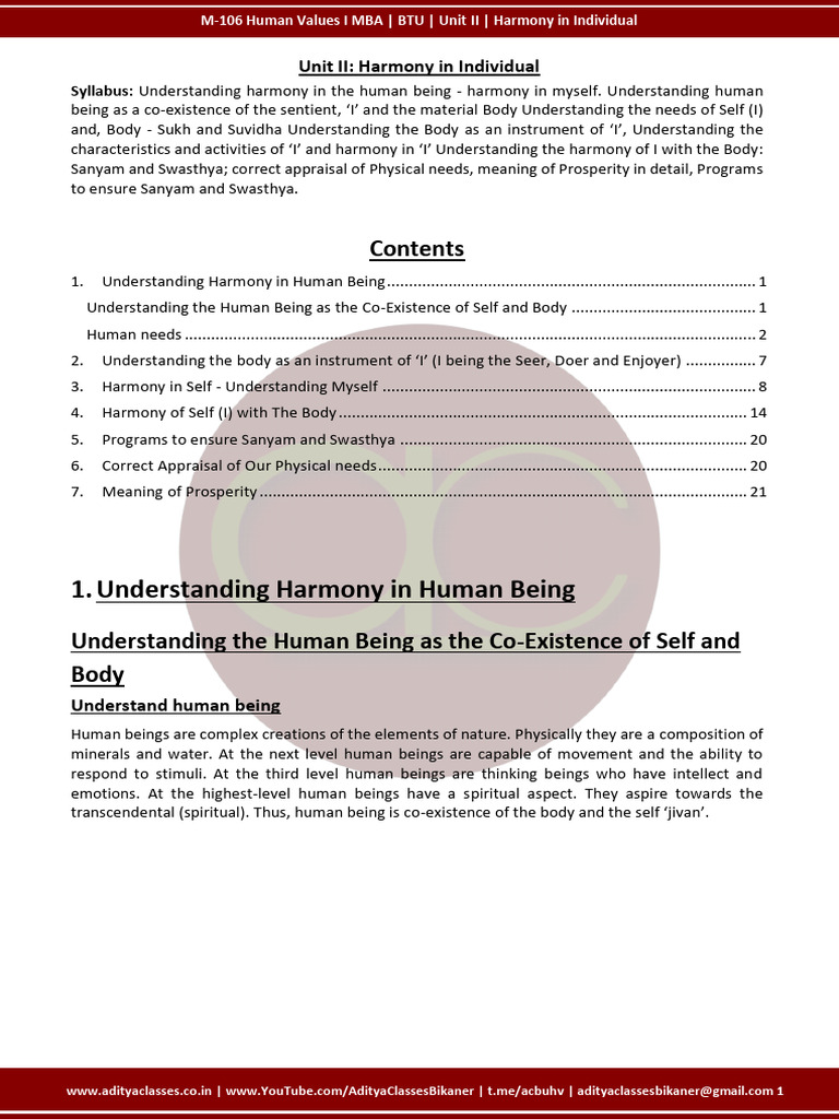 Understanding Harmony in Self and Body | PDF | Disciplines | Senses