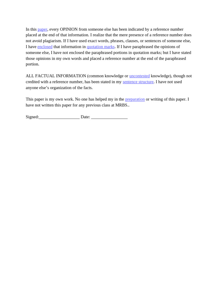 Research Paper Pledge Page | PDF