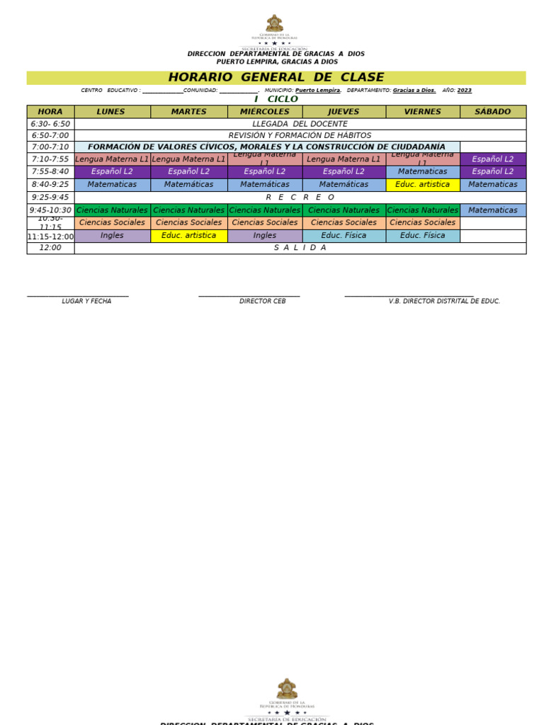 HORARIOS. ENTREGADO. POR LA DEPTAL. | PDF | Science | Investigación