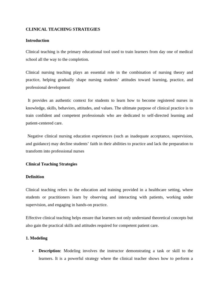 Clinical Teaching Strategies - 080520 | PDF | Mentorship | Simulation