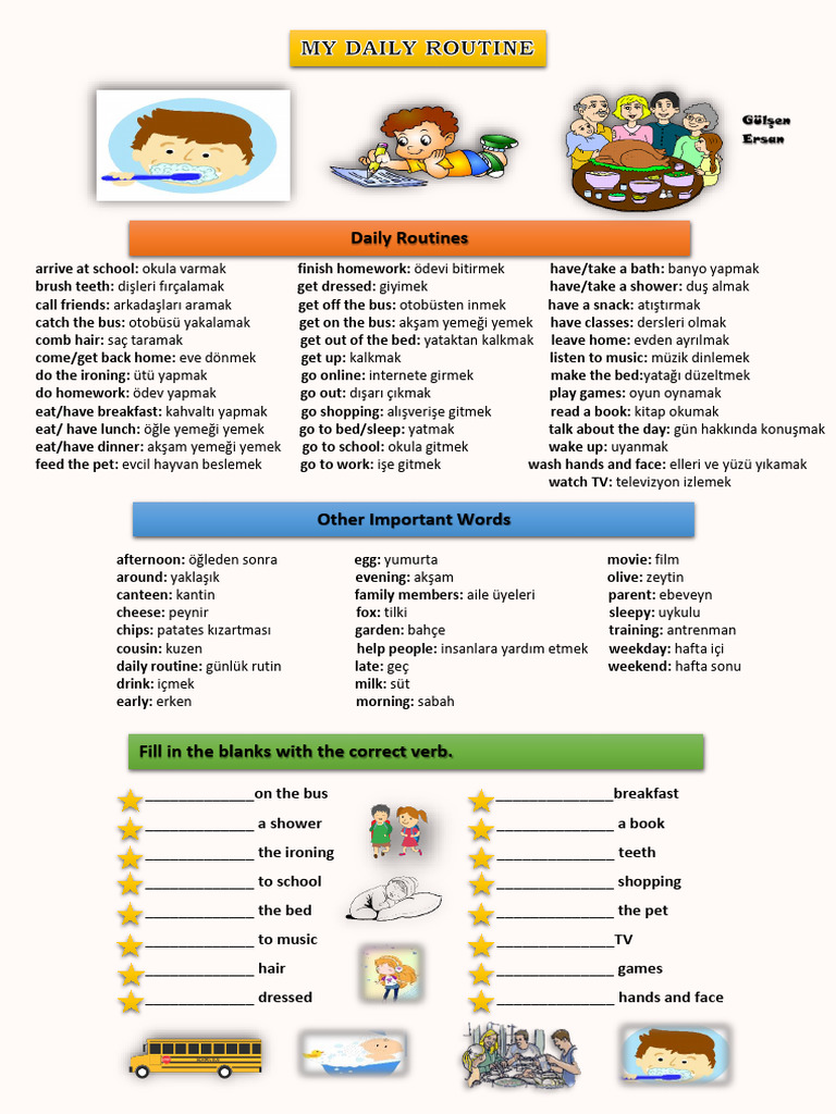 5.4 - My Daily Routine Vocabulary and Exercises | PDF | Meal