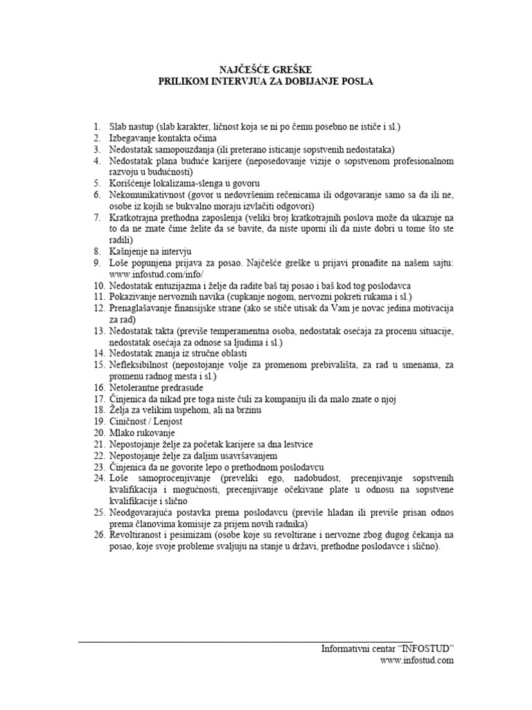 Greske Intervju | PDF