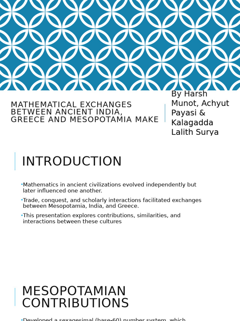 Mathematical Exchanges Between Ancient India, Greece and | PDF ...