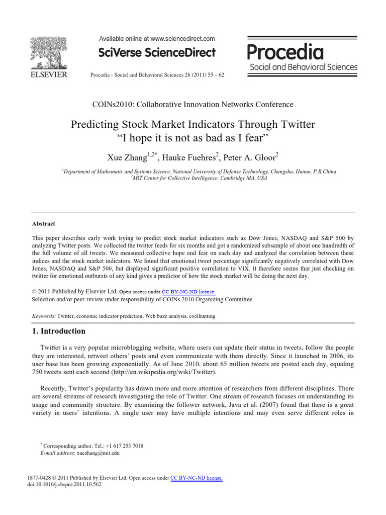 Predicting Stock Market Indicators Through Twitter | PDF | Vix | Stock ...