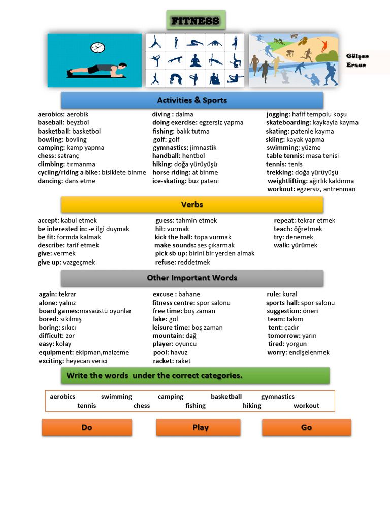 Sports and Activities Vocabulary Guide | PDF | Physical Exercise ...