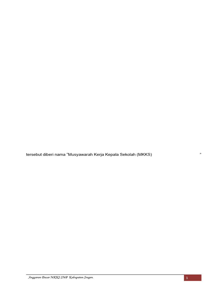 Anggaran Dasar MKKS 2024 | PDF