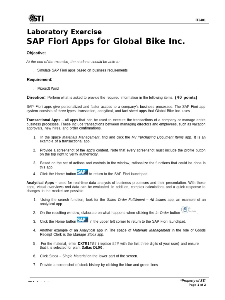 SAP Fiori Apps Lab Exercise Guide | PDF | Information Technology | Software