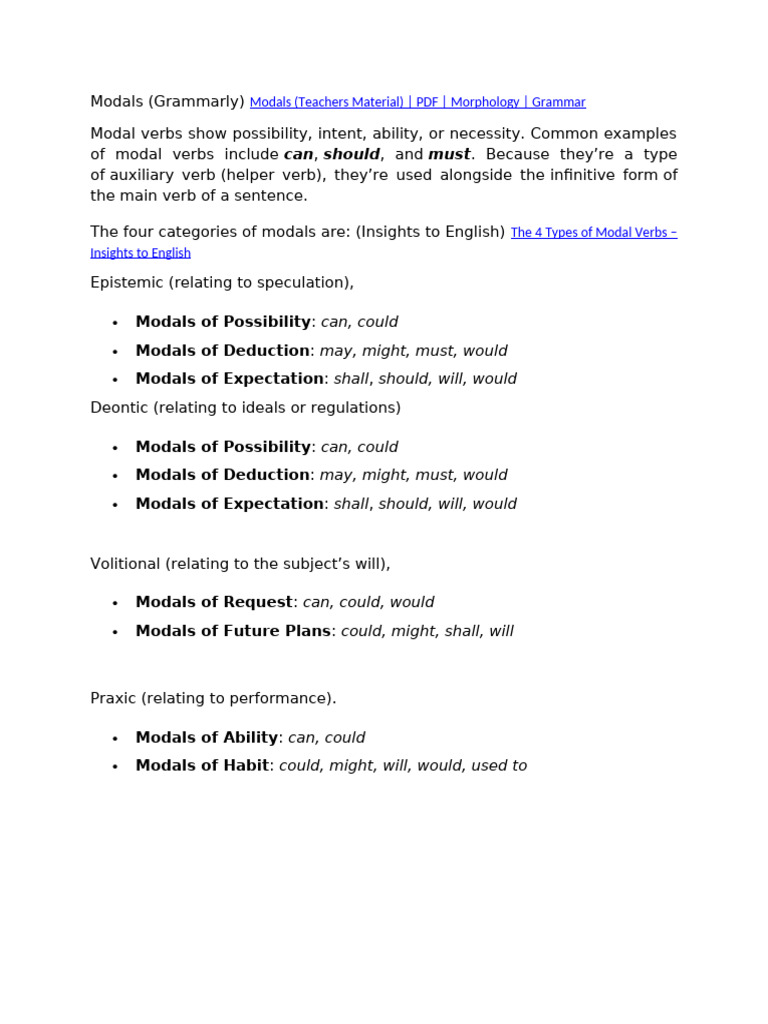 Modals - Visual Aids | PDF