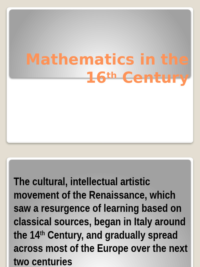 Mathematics in The 16th Century | PDF