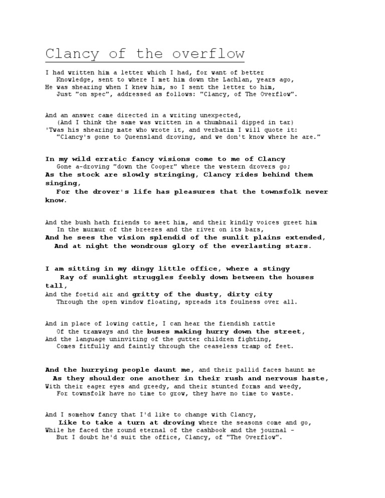 Clancy of The Overflow | PDF | Classics