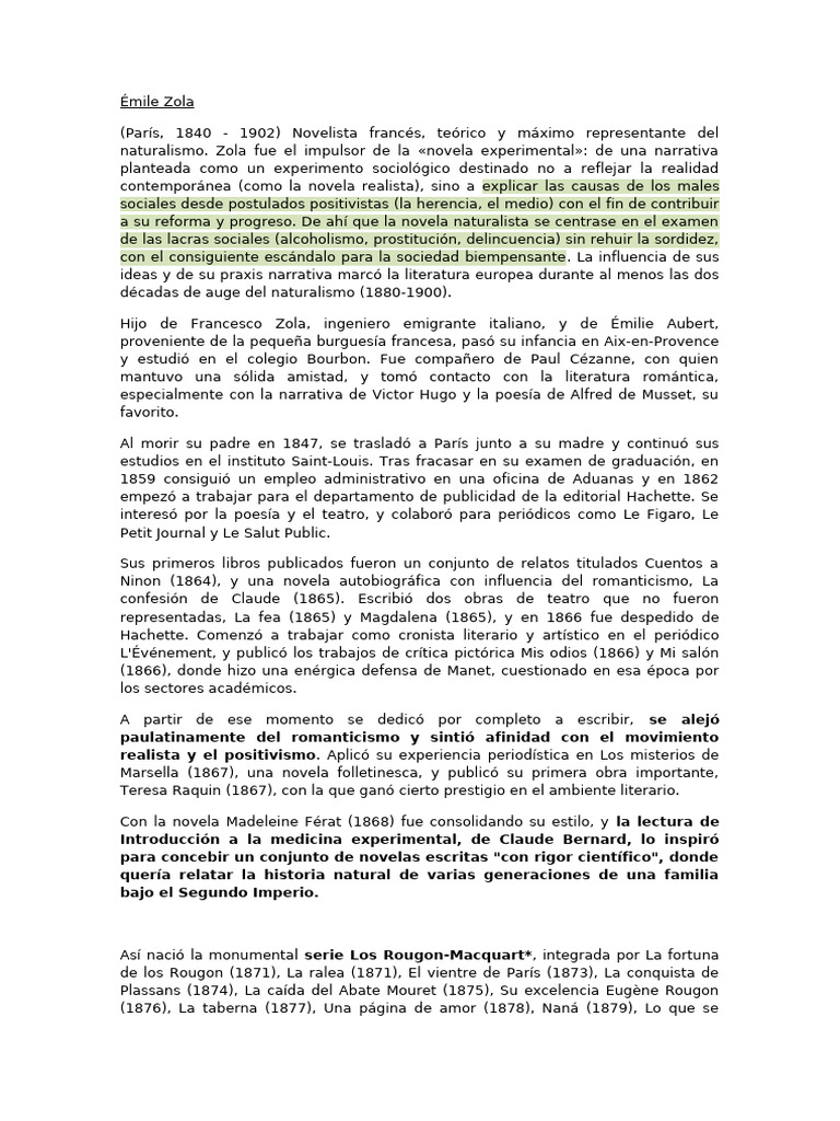 Émile Zola | PDF | Les Rougon Macquart