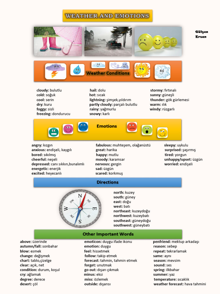 6.4 - Weather and Emotions Vocabulary and Exercises | PDF