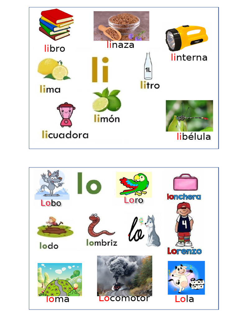 FIGURAS CON LA SILABA LL Y LO | PDF