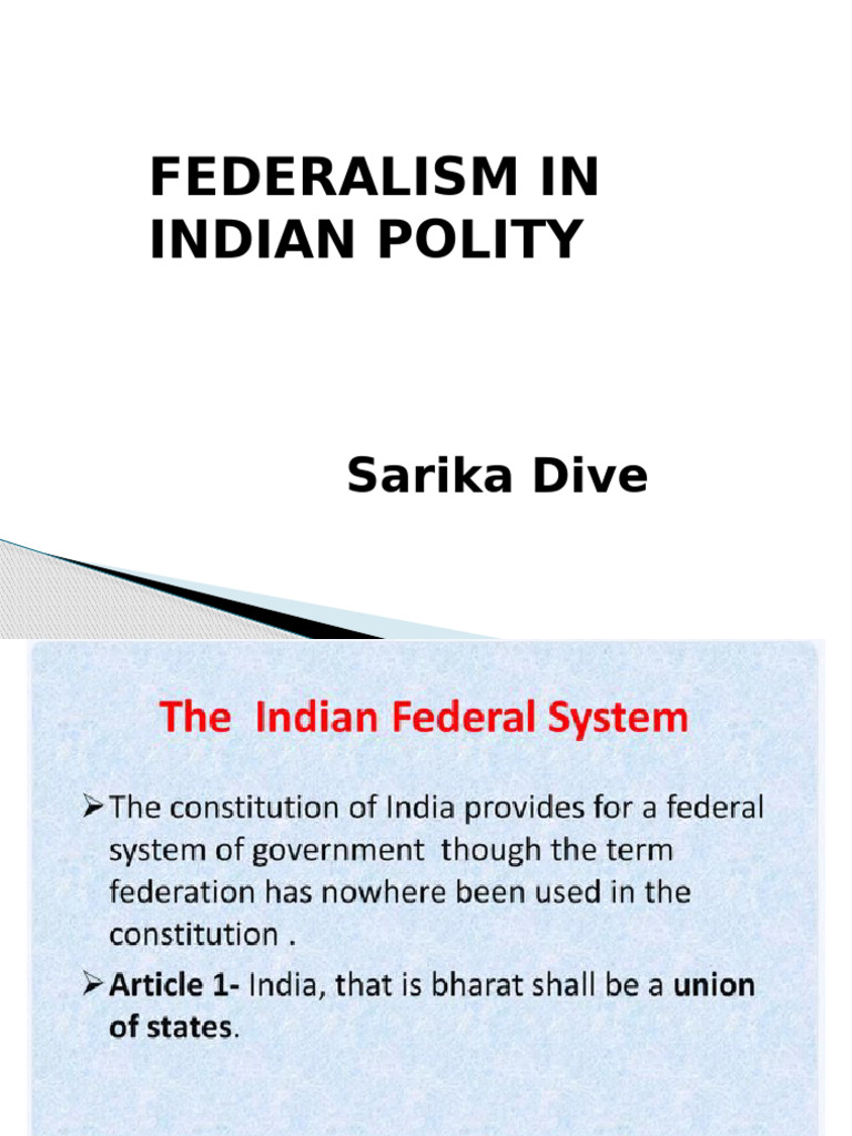 Federal Structure of India | PDF
