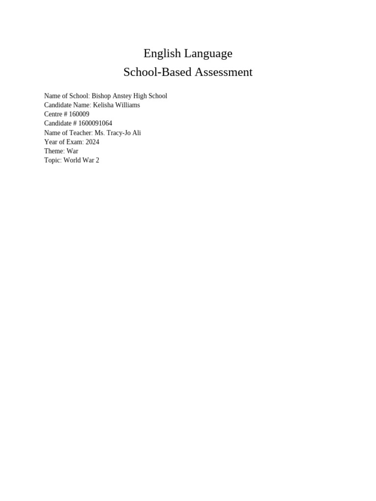 Eng(SBA)_WW2- Kelisha Williams (2) | PDF | Communication | Learning