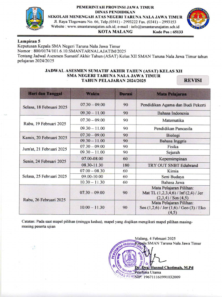Revisi Jadwal Asat Xii | PDF