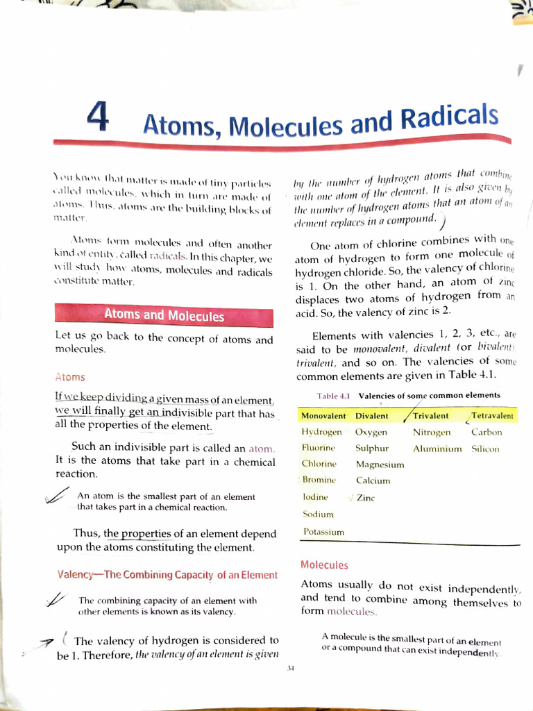 Atoms, Molecules and Radicals | PDF | Valence (Chemistry) | Hydroxide