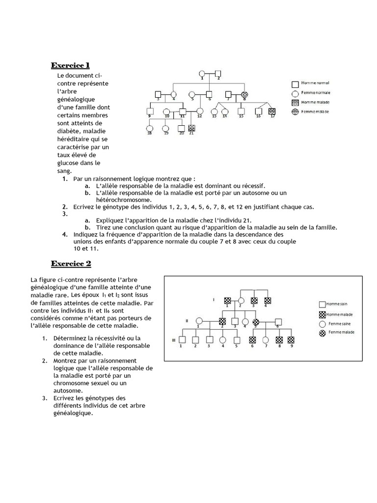 Exercices de génétique et hérédité | PDF | Dominance (Génétique) | Génotype