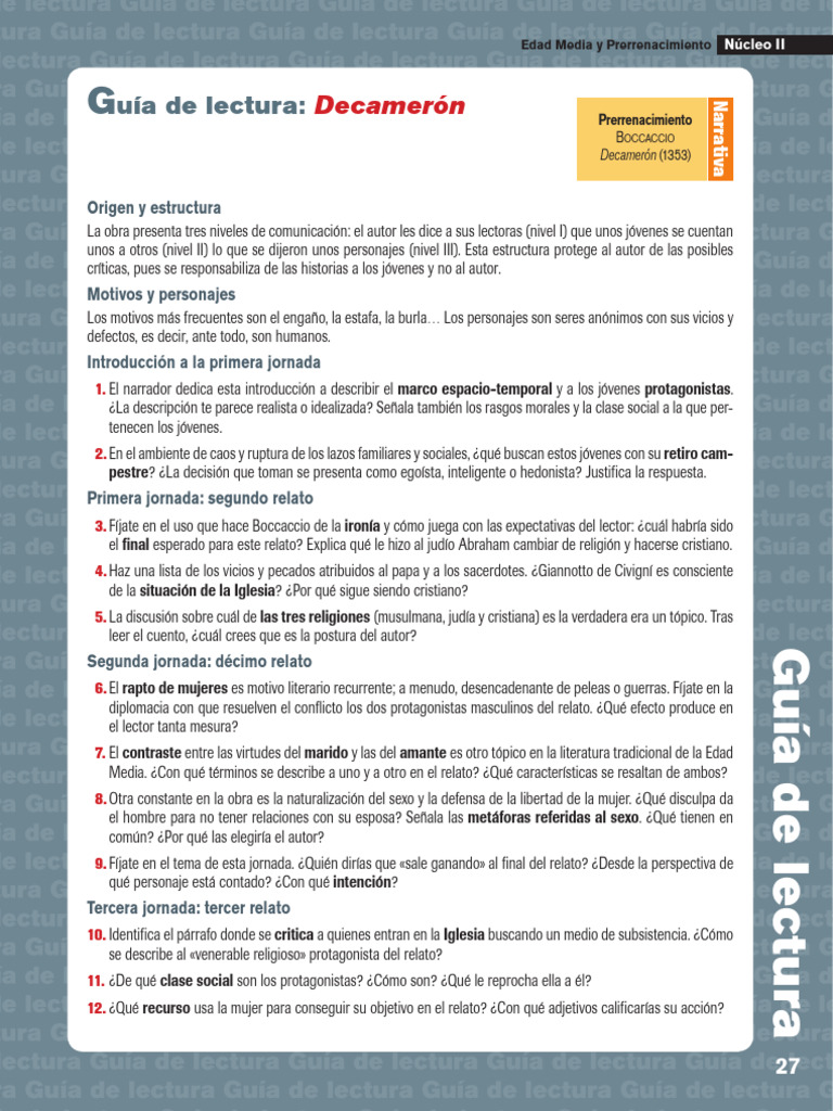 Guialectura Decameron | PDF | El decameron