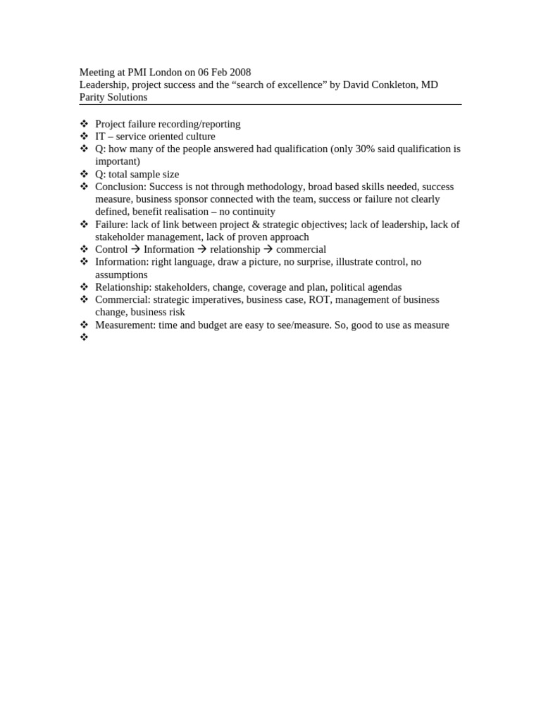 Leadership Insights from PMI London Meeting | PDF