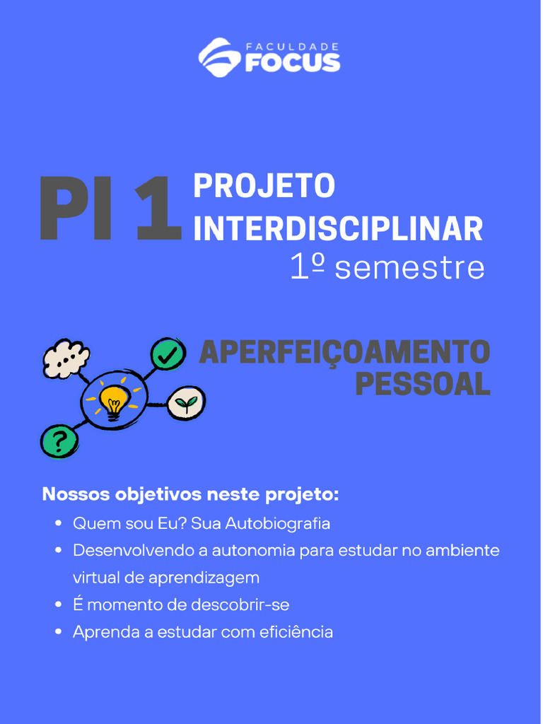 Projeto Interdisciplinar I 2024.1 Ava Novo | PDF | Interdisciplinaridade | Aprendizado
