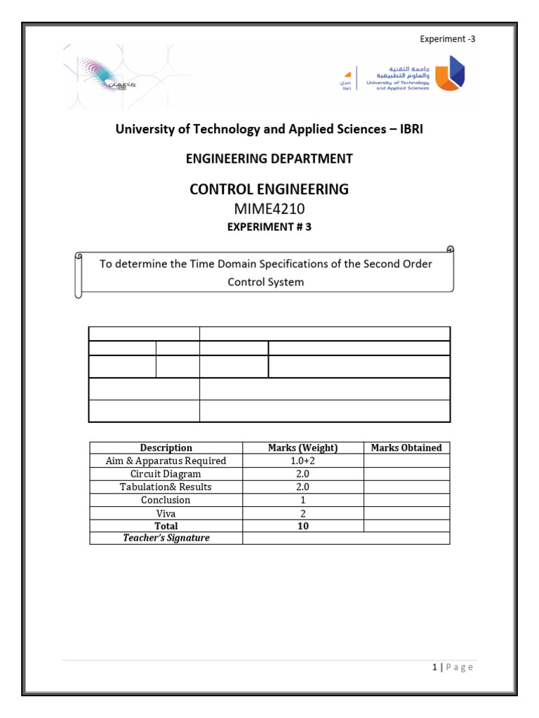 CONTROL ENGINNERING EXP-03 LOG REPORT - PDF 1 | PDF | Damping | Applied Mathematics