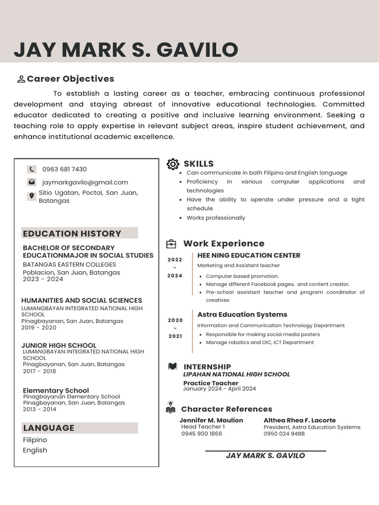 Jaymark Resume | PDF | Teachers | Information And Communications Technology