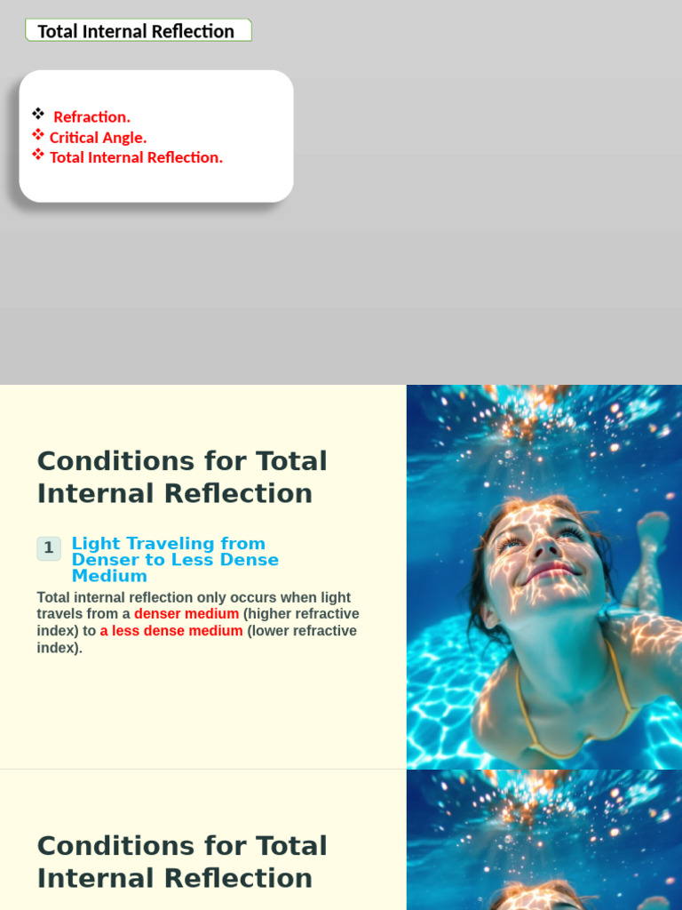 Total Inter Reflection of Light | PDF | Refraction | Reflection (Physics)