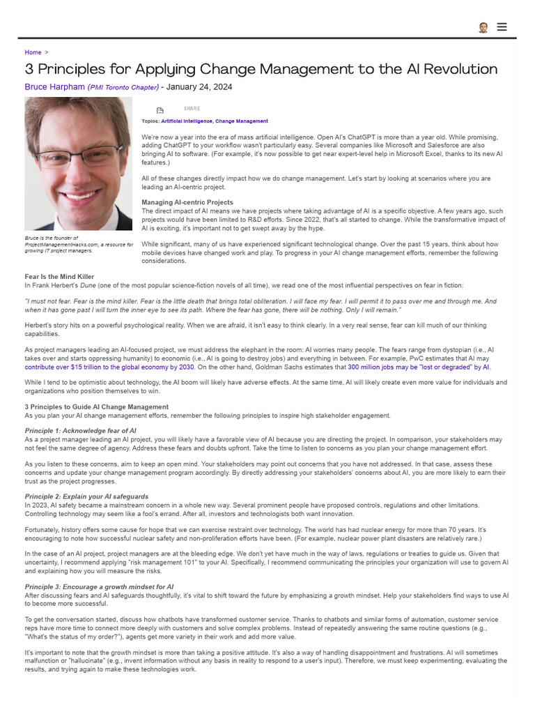 ProjectManagement Com 3 Principles For Applying Change Management | PDF ...