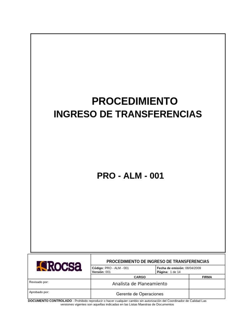 PRO-ALM-001 Transf. | PDF