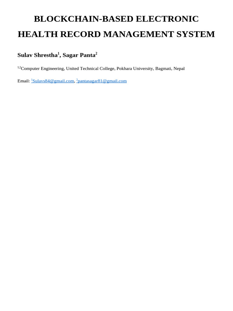 Report BlockchainbasedEHR | PDF | Electronic Health Record | Key (Cryptography)