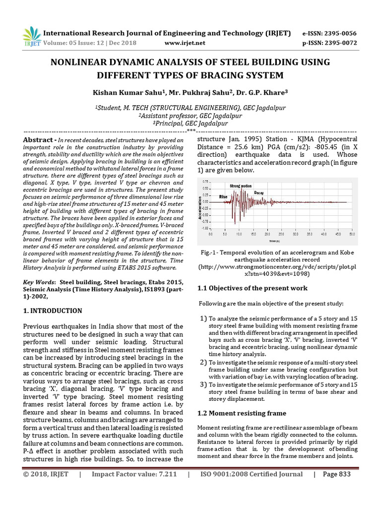 NONLINEAR DYNAMIC ANALYSIS OF STEEL BUILDING USING | PDF | Beam ...