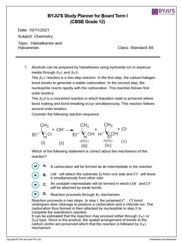 Haloalkanes-and-Haloarenes-Practice-Question-Solutions | PDF | Chemical ...