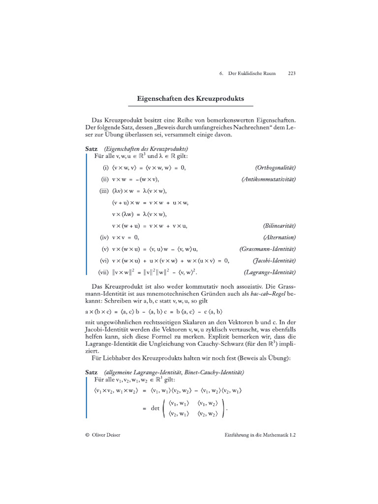 Kreuzprodukt Oliver Deiser | PDF