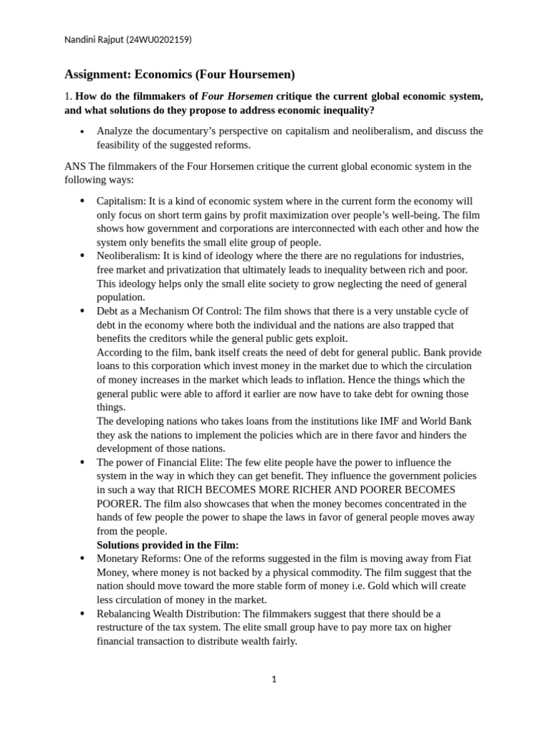 The Four Horsemen | PDF | Poverty & Homelessness | Discrimination & Race Relations