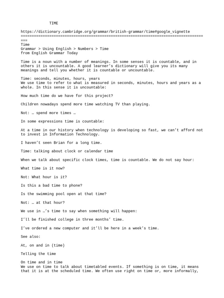 Time_countable or Uncountable Noun | PDF