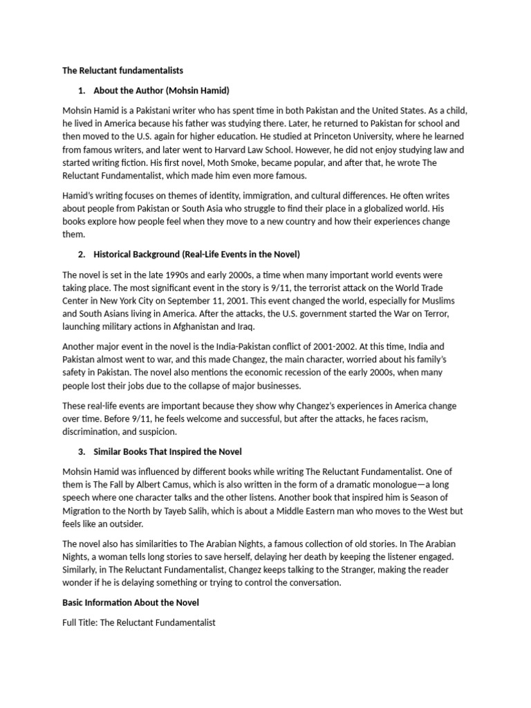 The Reluctant Fundamentalist Overview | PDF
