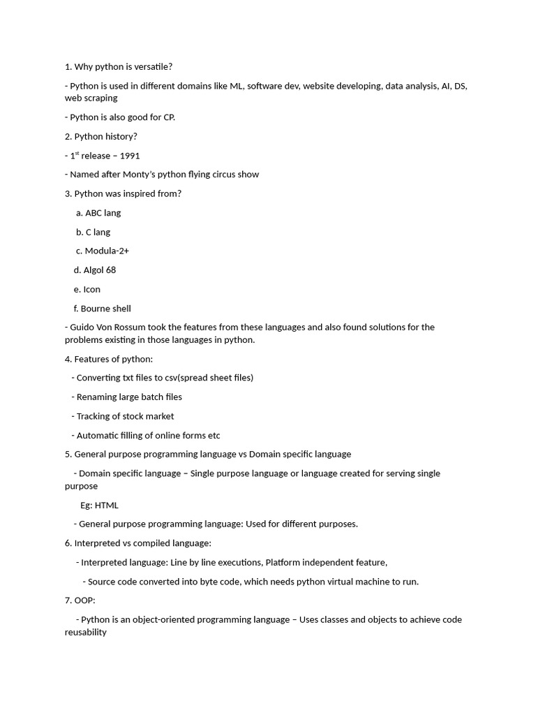 Python questions | PDF | Python (Programming Language) | Computer ... Python questions | PDF | Python (Programming Language) | Computer ...