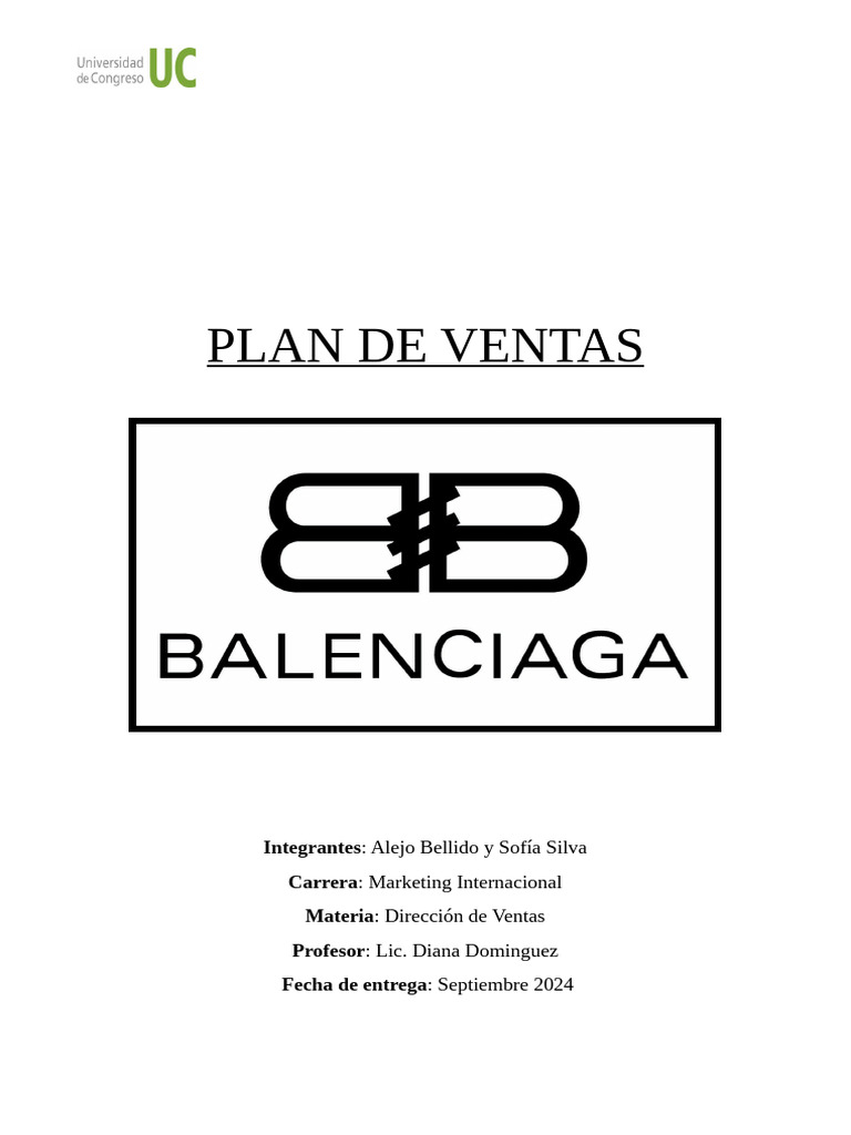 Plan de Ventas - Balenciaga - Alejo Bellido y Sofía Silva-1-1 | PDF | Gestión de la relación con ...