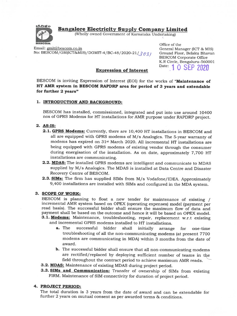 EOI For HT AMR | PDF