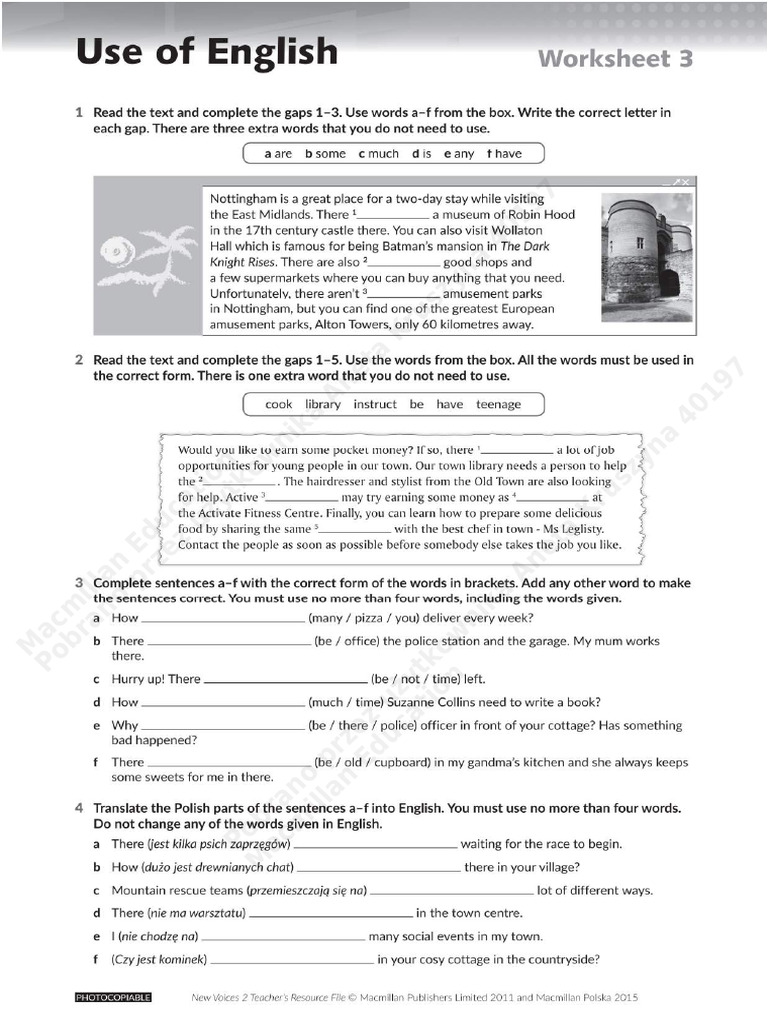 New Voices 2 TRF Unit 3 Use of English Worksheet | PDF