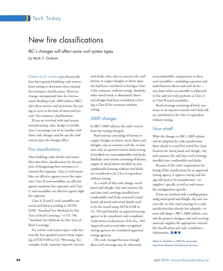 New Fire Classifications | PDF | Roof | Slate